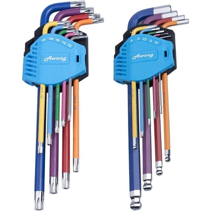Lot De 18 Clés Hexagonales Métriques Torx Et À Extrémité Sphérique, Clé ...