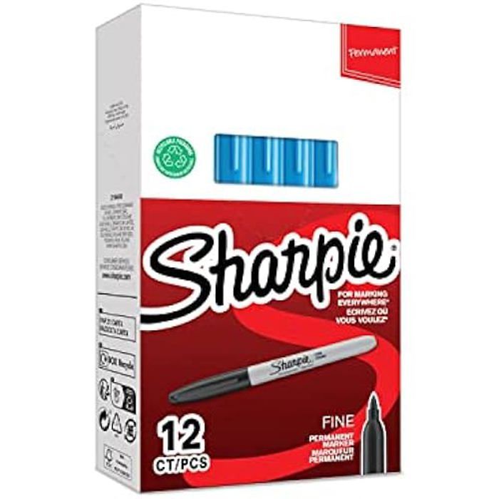 Marqueurs - SHARPIE - Lot de 12 - Pointe fine - Couleur bleu ...