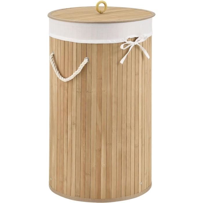 Panier à linge en bambou Curly-Round - collecteur de linge avec ...