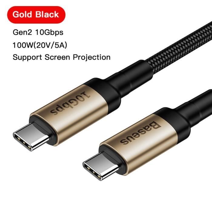 Gold Gen 2 100W-1m -câble USB 3.1 Type C PD Quick Charge 100 pour ...