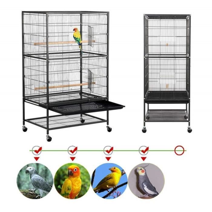 Grande Volière pour Oiseaux Cage sur roulettes Canaries Perroquet ...