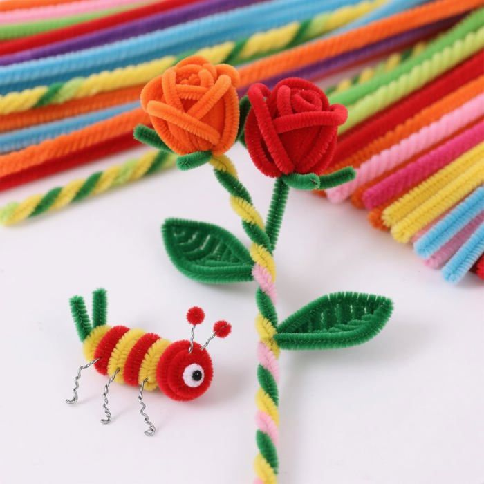 200 Cure Fil Chenille Pipe Cleaners Jaune Clair Cure-pipe 6mmx300mm ...
