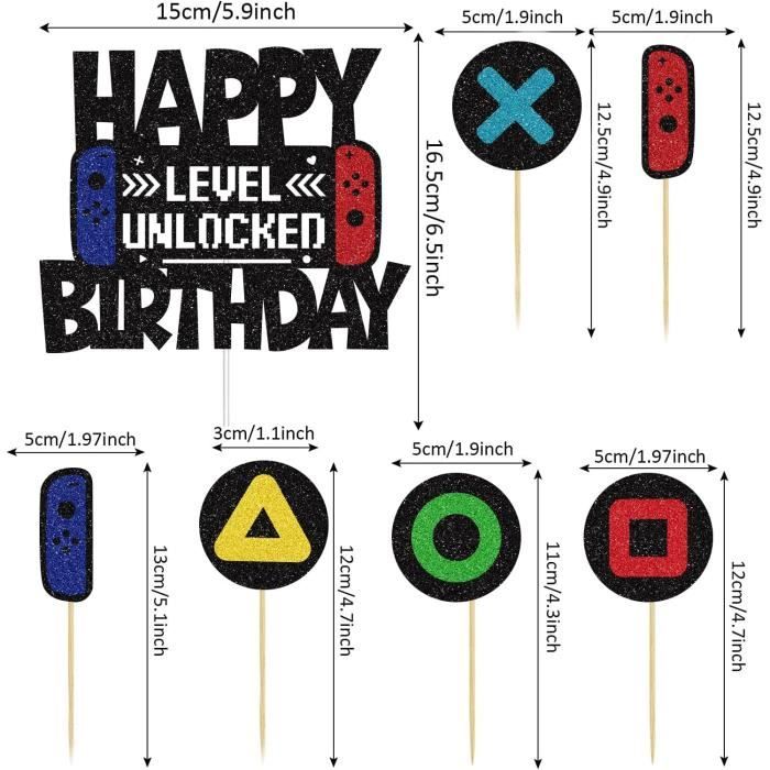 19 Pièce Decoration Gateau Jeux Video Cake Topper Gaming Décoration ...