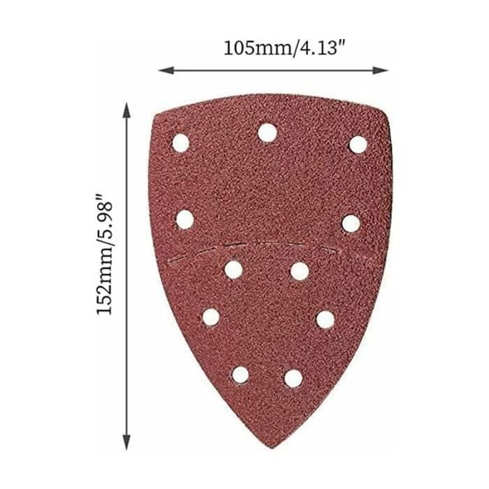 Lot de 60 Feuilles Abrasives, Papier de Ponçage Triangles 11 Trous 40 ...