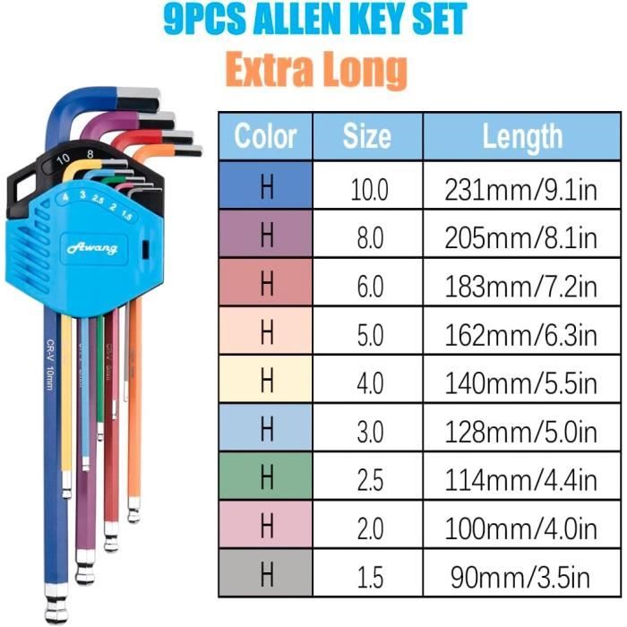 Lot De 18 Clés Hexagonales Métriques Torx Et À Extrémité Sphérique, Clé ...