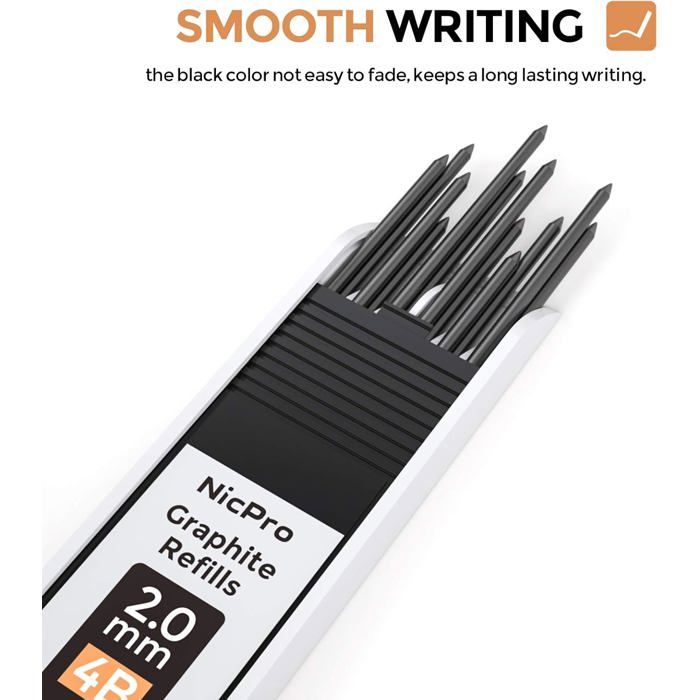 Nicpro 2mm porte mine, criterium en métal Crayons mécaniques 2,0 mm,5 ...