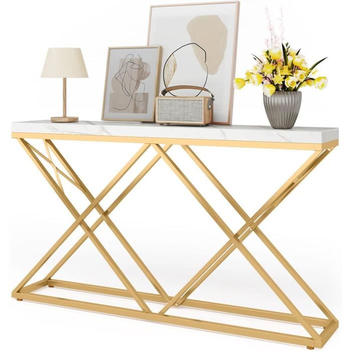 Tribesigns Table Console dorée de 140 cm, Table d'entrée Moderne avec ... Tribesigns Table Console dorée de 140 cm, Table d'entrée Moderne avec ...