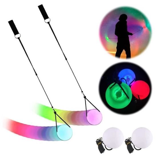 LED Poi Lot de 2 Balles Poi LED,Balles de Jonglage Poi avec Couleurs ...