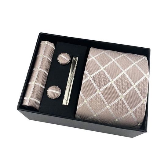 Cravate Homme Carreau Coffret cadeau 4 pcs Business avec Mouchoirs de ...