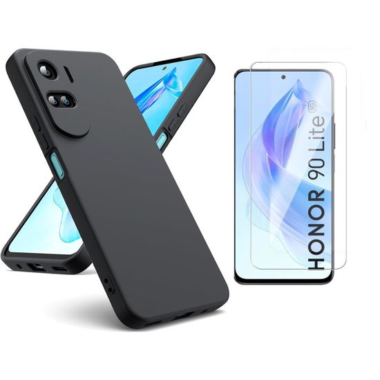 Coque Silicone Noir + Verre Trempe Pour Honor 90 Lite Little Boutik ... Coque Silicone Noir + Verre Trempe Pour Honor 90 Lite Little Boutik ...