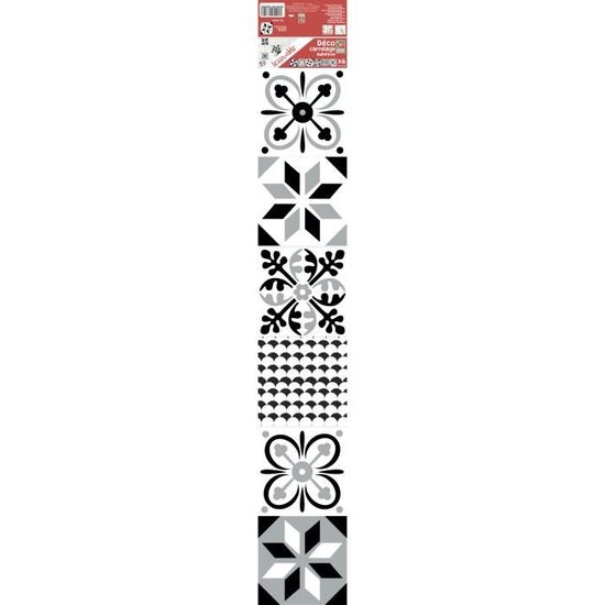 Stickers adhésifs - sticker carrelage mural lavable teano noir et blanc ...