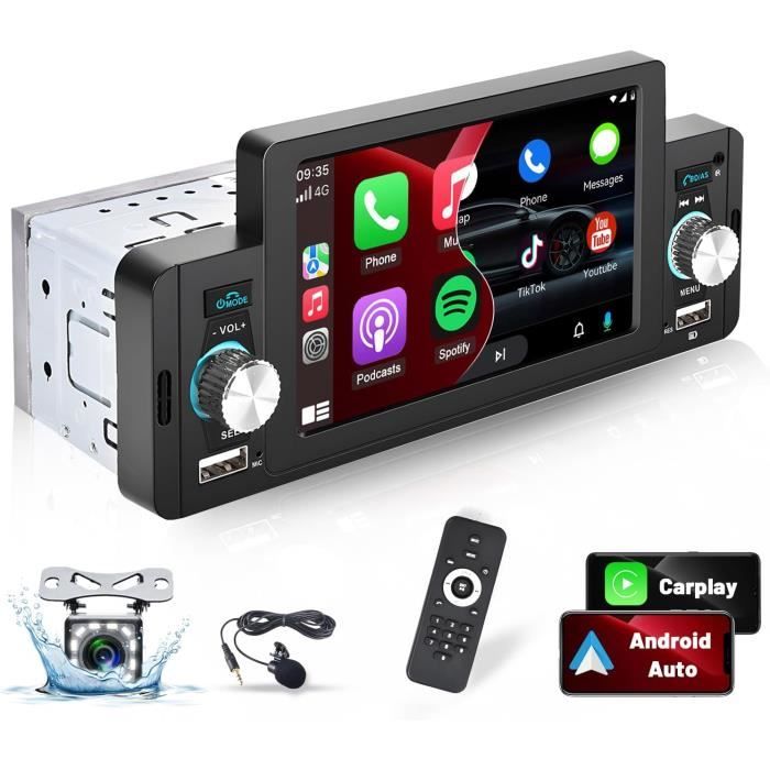 1 Din Autoradio Avec Apple Carplay & Android Auto & Mirror Link 5" Hd ...