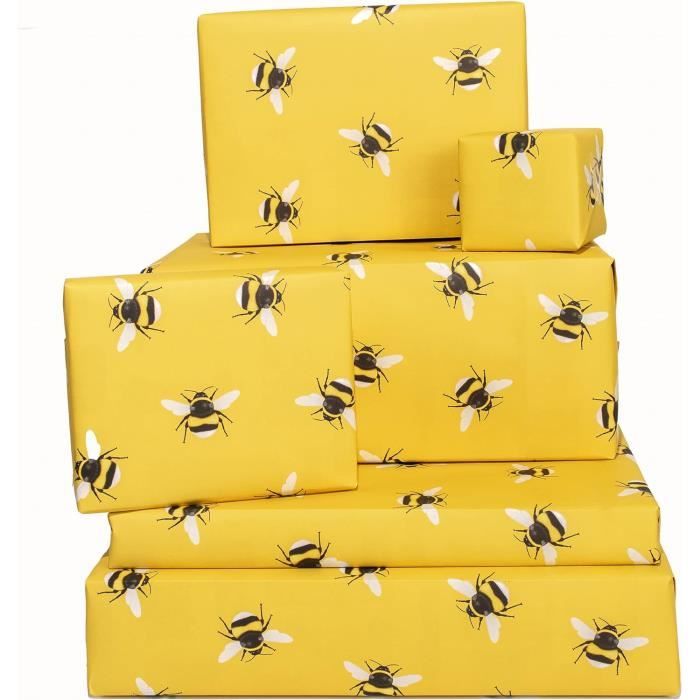 6 Feuilles De Papier Cadeau - Busy Bee - Emballage Cadeau Jaune Pour ...