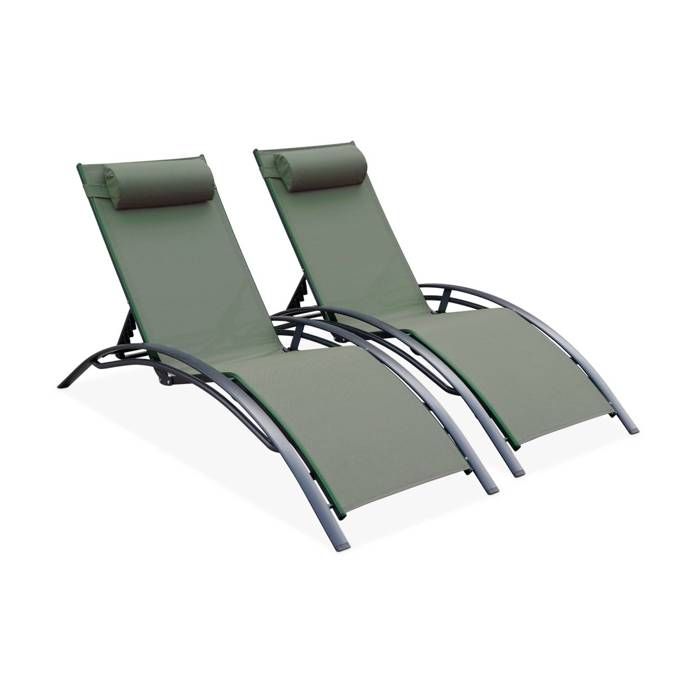 Duo de bains de soleil aluminium savane - Transats aluminium et ...