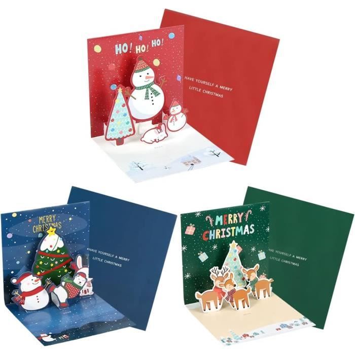 Carte Noel 3D, Carte Pop Up Noel, 3 Pièces Cartes De Noël, Carte De ...