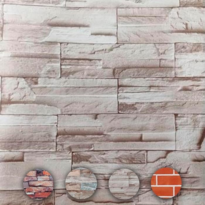 Fond D'écran Autocollant Mur Brique 3D Imperméable Papier Vinyle ...