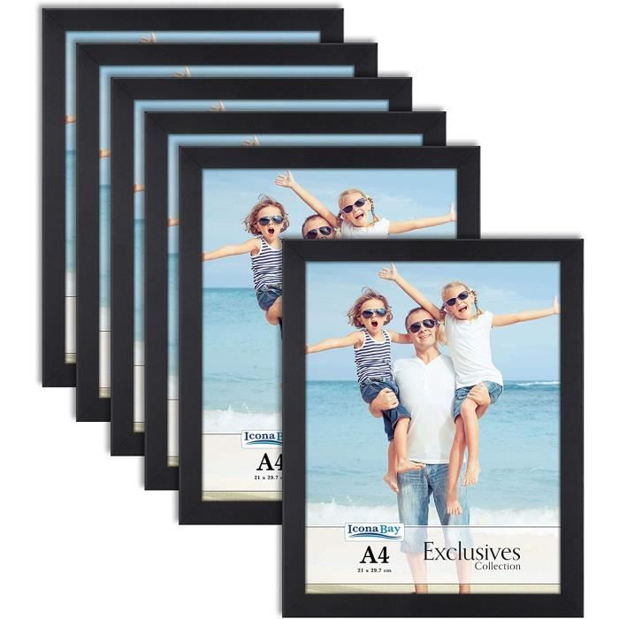 Cadres Photo A4 (Noir, Lot de 6), Cadres Photo Composite en Bois ...