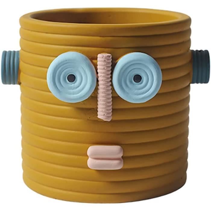 Visage Cache-Pot Jardinière Ciment Pots De Fleurs,Petit Céramique ...