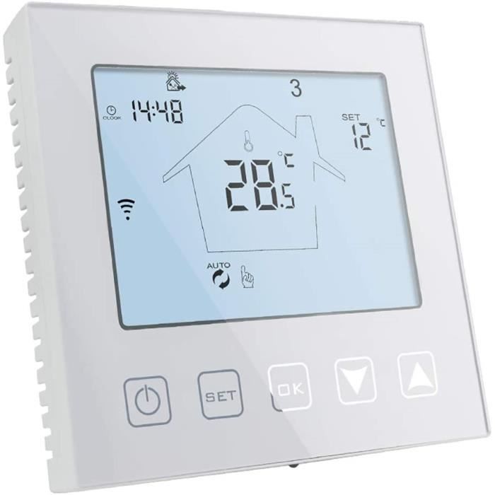WiFi Thermostat Chaudiere Gaz-Chauffage au sol Eau 3A Alexa Google Home Compatible Programmable ...