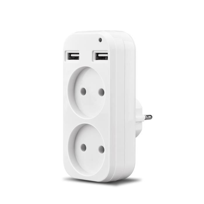 Multiprise,Adaptateur multiprise murale Double prise Portable avec 2 ...