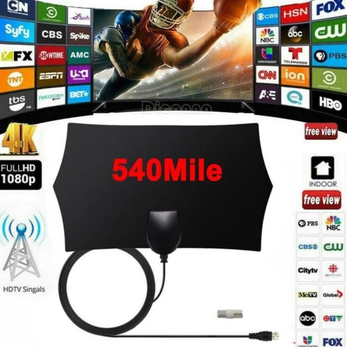Antenne TV,Antenne numérique HD Skywire 540 p, portée de 1080 miles ...
