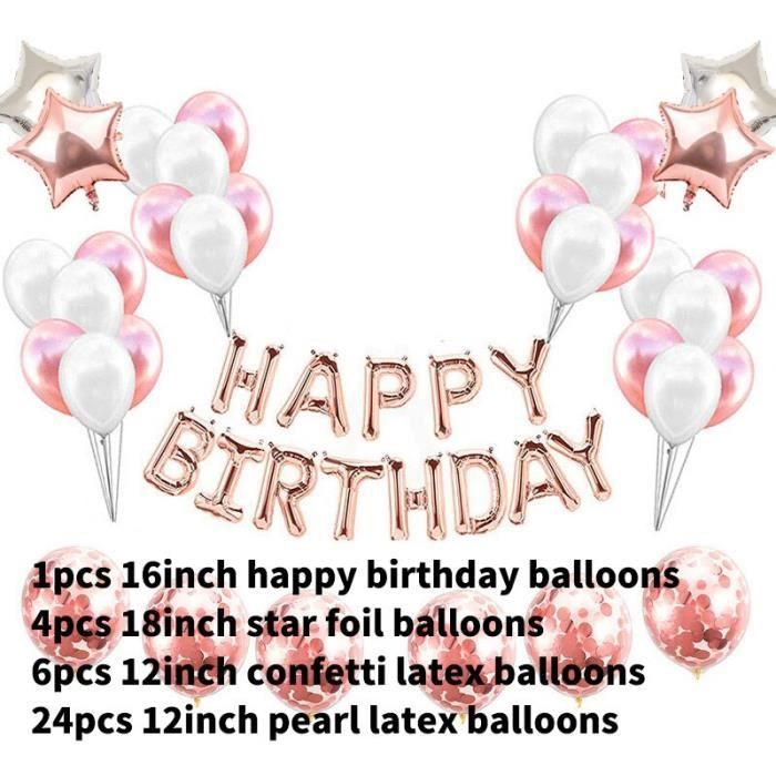 Ballons En Aluminium Pour Joyeux Anniversaire En Or Rose Pour Femme Adulte Décoration De Fête ...