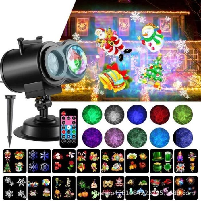 Lot de 2 Pcs Projecteur Noël Extérieur Intérieur Fête LED lampe lumière ...