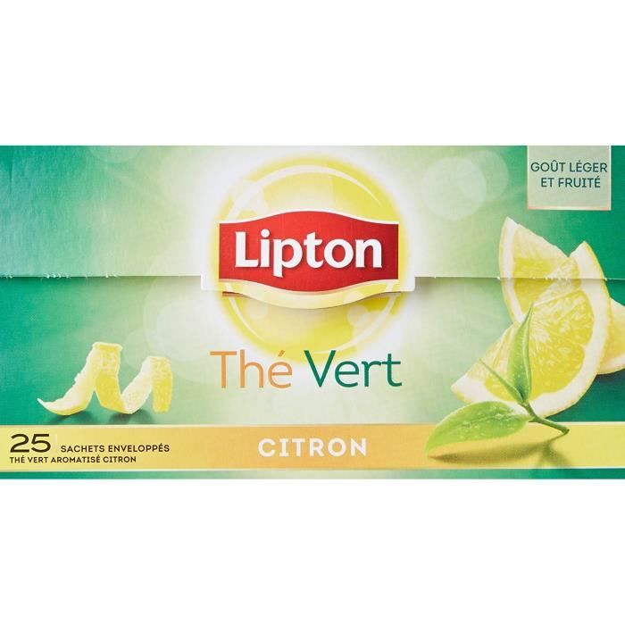 Lipton Thé Vert Citron 25 Sachets 33g - Lot de 3 - Cdiscount Au quotidien