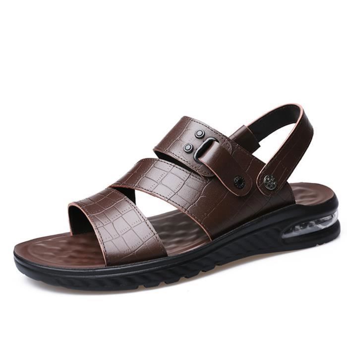 Sandales Hommes été Casual Plage Respirant Sandale air Marron Marron ...