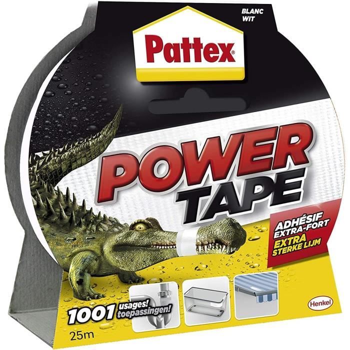 Pattex Power Tape, Ruban adhésif blanc de 25m, extra fort pour charges ...