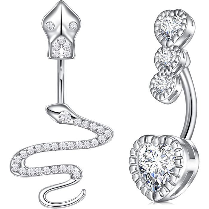 Briana Williams 2 Pièces Argent Nombril Barres 10mm 14G Cubique Zircone ...