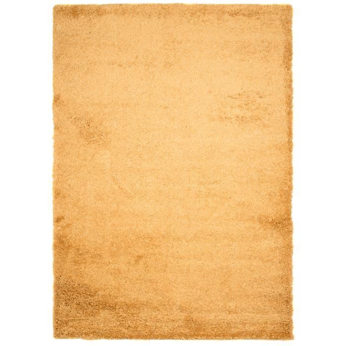 TAPISO Tapis Salon Shaggy Poil Long EVRA Jaune Moutarde Unicolore ...
