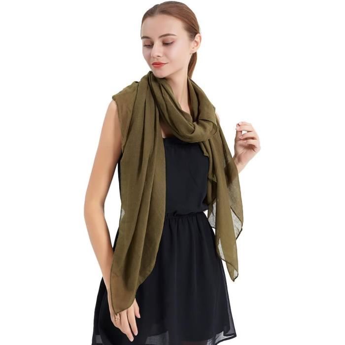 Foulard Coton Femme Couleur Unie Grand Châle Pure Fes Femmes S’Enroule ...