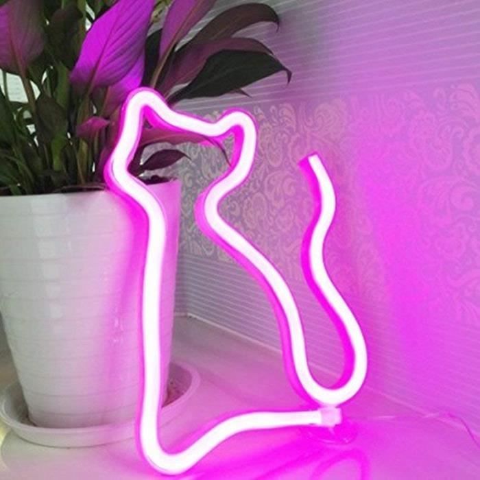 NEON,Pink light--Lampe néon à LED avec figurine de chat, luminaire ...