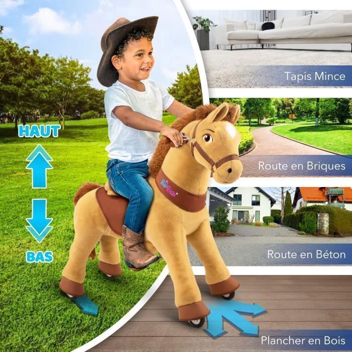 Cheval à Bascule Poney Scooter pour Enfant - PONYCYCLE Modèle E - Brun ...