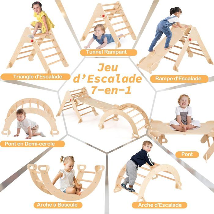 GOPLUS 7 en 1 Triangle Arche Montessori, Arche d'escalade Enfants avec ...