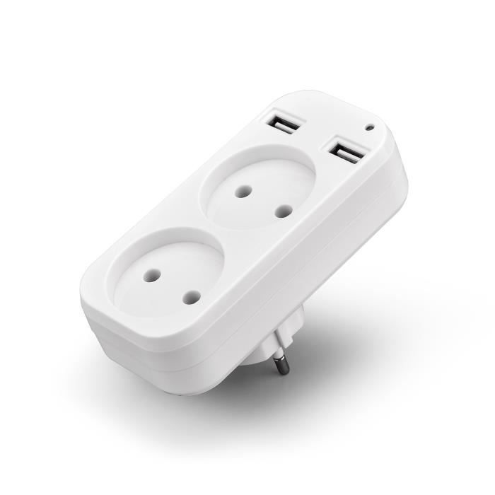 Multiprise,Adaptateur multiprise murale Double prise Portable avec 2 ...