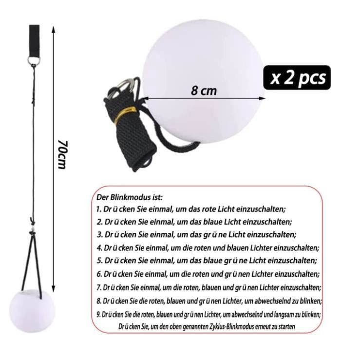 LED Poi Lot de 2 Balles Poi LED,Balles de Jonglage Poi avec Couleurs ...