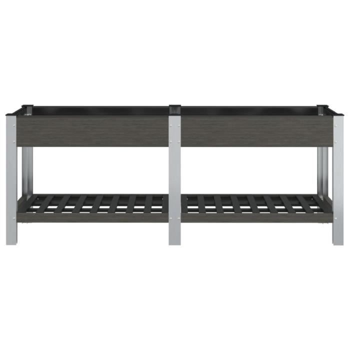 Fangming-Lit surélevé de jardin avec étagère Gris 200x50x75 cm WPC ...