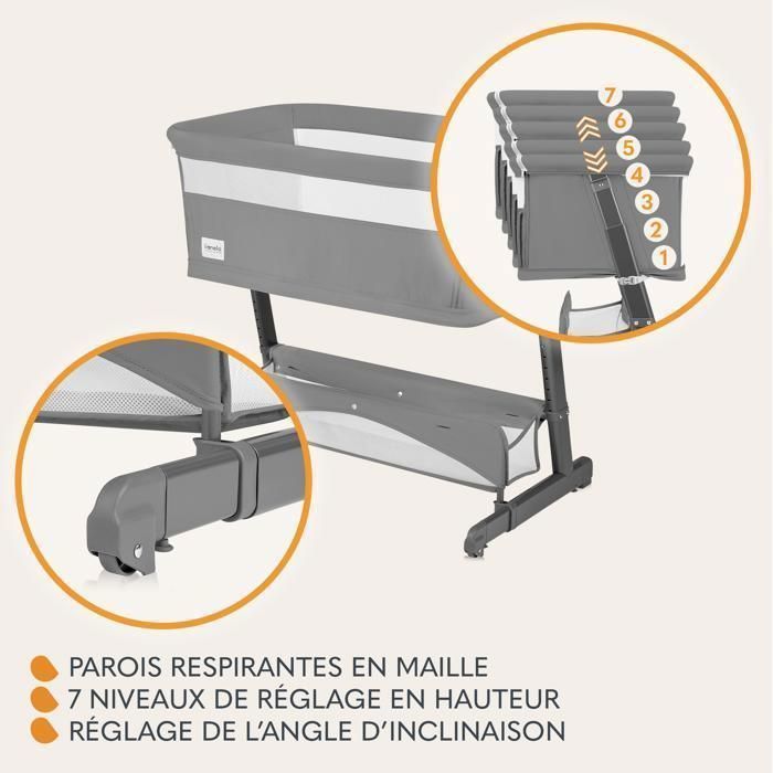 Lit bébé 5en1 LIONELO Thomi Plus - Lit Cododo - Barceau Bebe - Parc ...