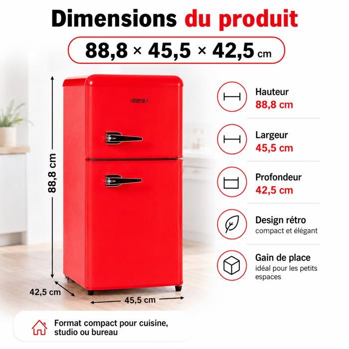 Réfrigérateur 60 Litres 38L+22L, Réfrigérateur Congélateu a 2 Portes ...