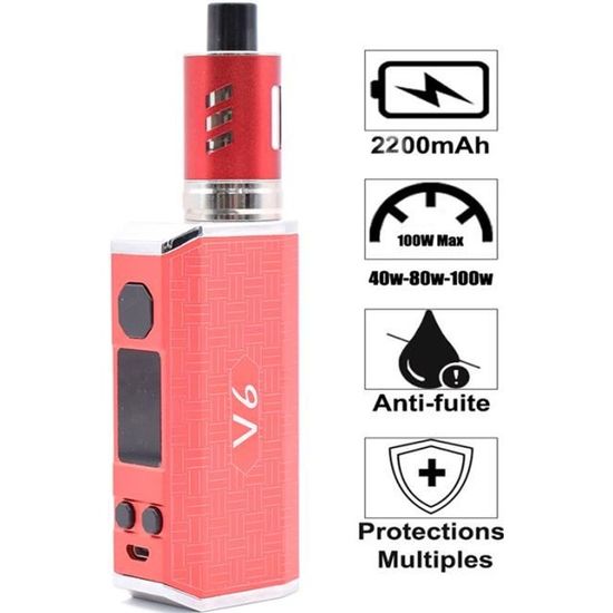 GOBRO V6 Cigarette électronique kit complet 100W, Batterie rechargeable ...