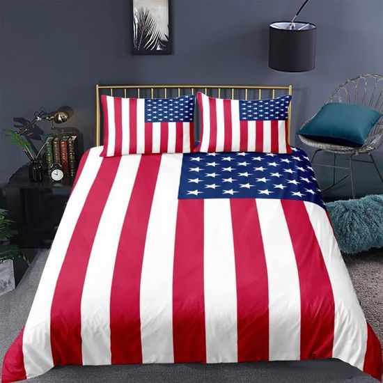 Drapeau américain Parure de lit 3 pieces 1 housse de couette 220*240cm ...