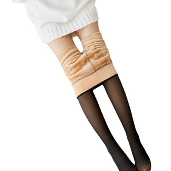 Jambes Faux Collant Polaire Chaud Translucide Slim Extensible pour Les Femmes d'hiver en Plein ...