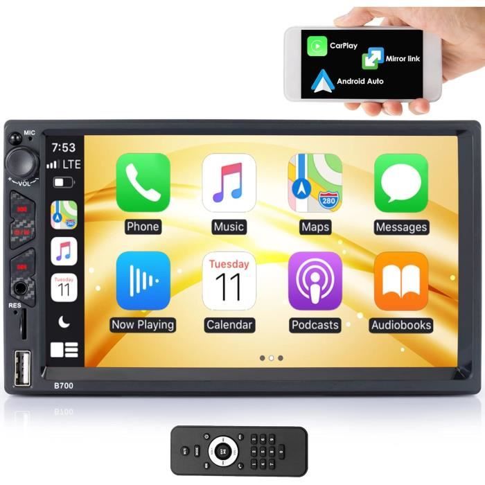 Autoradio Double Din 7 Pouces Compatible Avec Apple Carplay Et Android Auto, Récepteur Radio ...