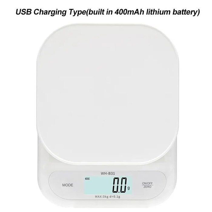 Balance de cuisine numérique LCD,3kg,7kg,balance alimentaire,batterie,chargement USB,balance ...