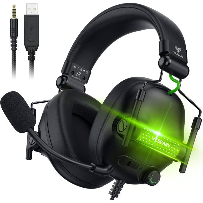 Casque Gaming, Casque Audio Stéréo Avec Micro Pour Ps4, Ps5, Pc, Xbox ...