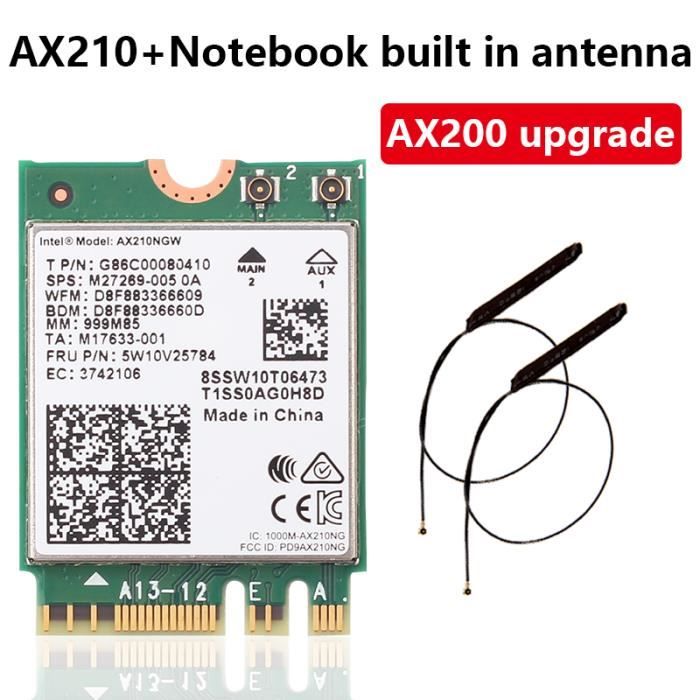 Antenne AX210 - Carte Réseau Sans Fil Intel Ax210ngw 802.11ax Ax200, 5374 Mb-s, 6g, Bluetooth 5. ...