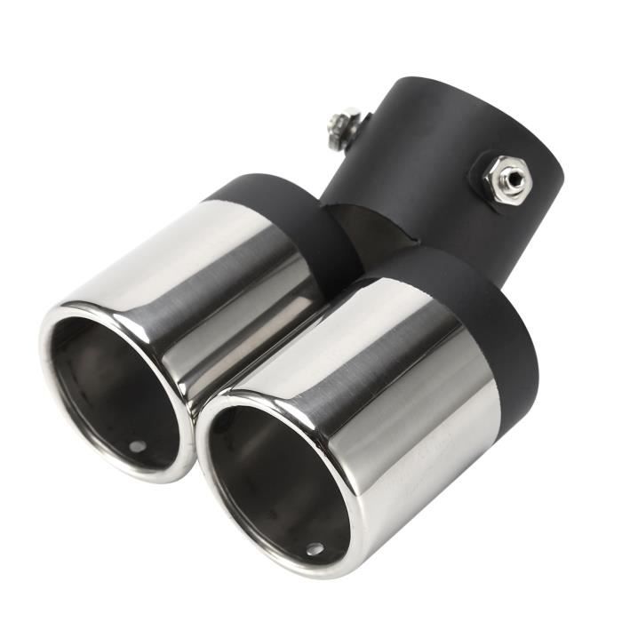 Ashata embout d'échappement Universel Voiture Ronde Bouche Double tube ...