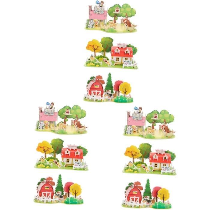 Ensemble de 9 puzzles en forme de cabane et d'avion pour enfants ...